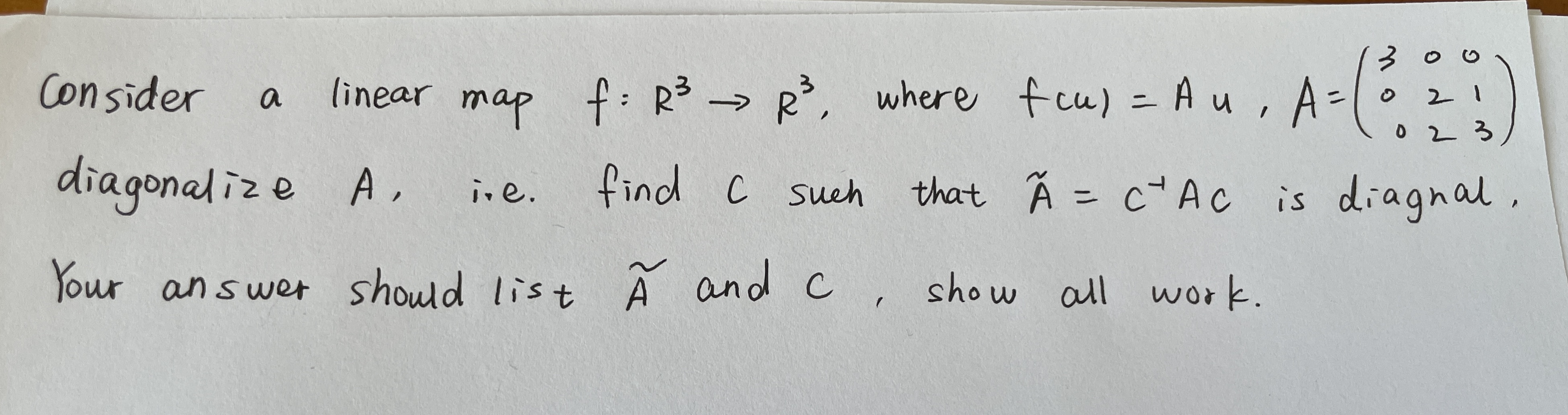 Solved Consider a linear map f:R3→R3, where | Chegg.com
