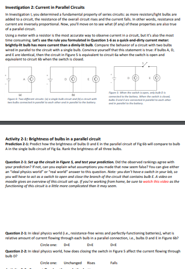 Solved Investigation 2: Current in Parallel Circuits In | Chegg.com
