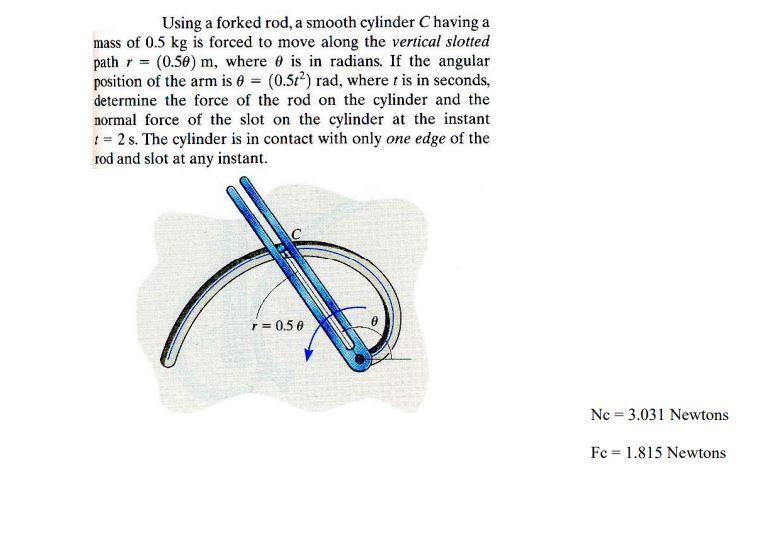 Solved Using a forked rod, a smooth cylinder C having a mass | Chegg.com