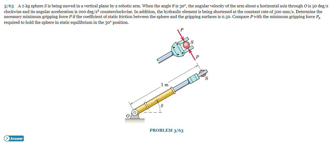 Solved 3/63 A 2-kg sphere S is being moved in a vertical | Chegg.com