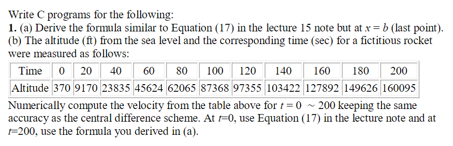Solved Write C programs for the following: 1. (a) Derive the | Chegg.com