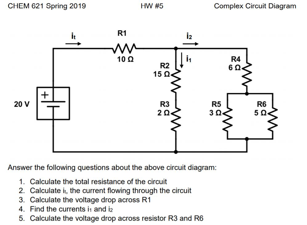 Solved CHEM 621 Spring 2019 HW #5 Complex Circuit Diagram R1 | Chegg.com