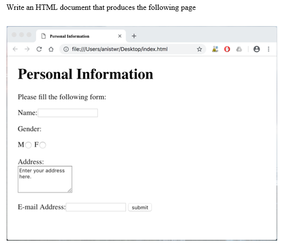Solved Write an HTML document that produces the following | Chegg.com