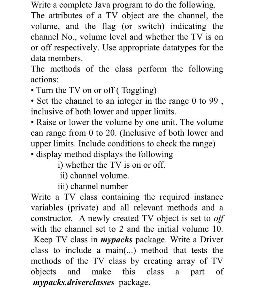 Solved Write a complete Java program to do the following. | Chegg.com