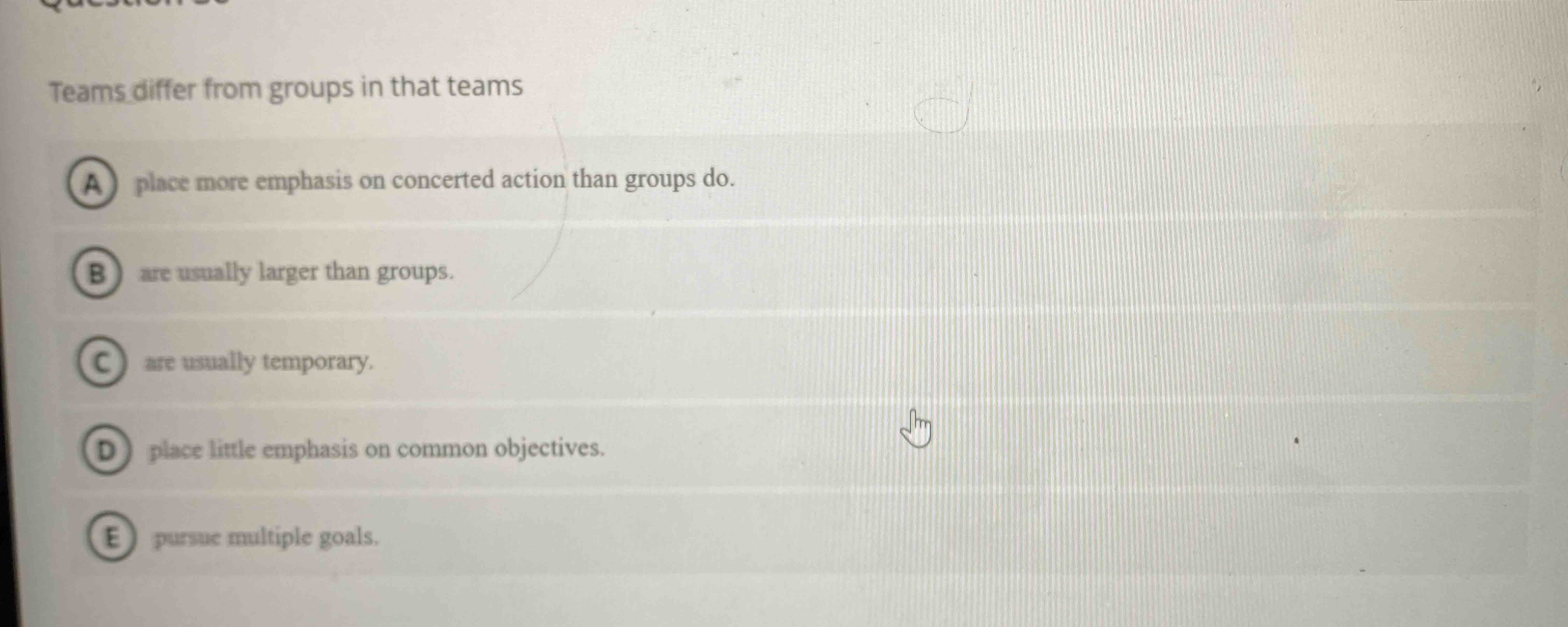 Solved Teams differ from groups in that teamsplace more | Chegg.com