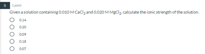 Solved 2 1 point Given a solution containing 0.010 M CaCl2 | Chegg.com