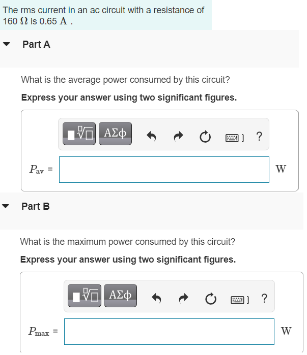 Solved The rms current in an ac circuit with a resistance of | Chegg.com