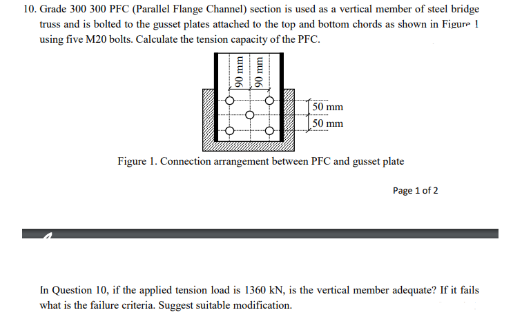 Solved 10. Grade 300300 PFC (Parallel Flange Channel) | Chegg.com
