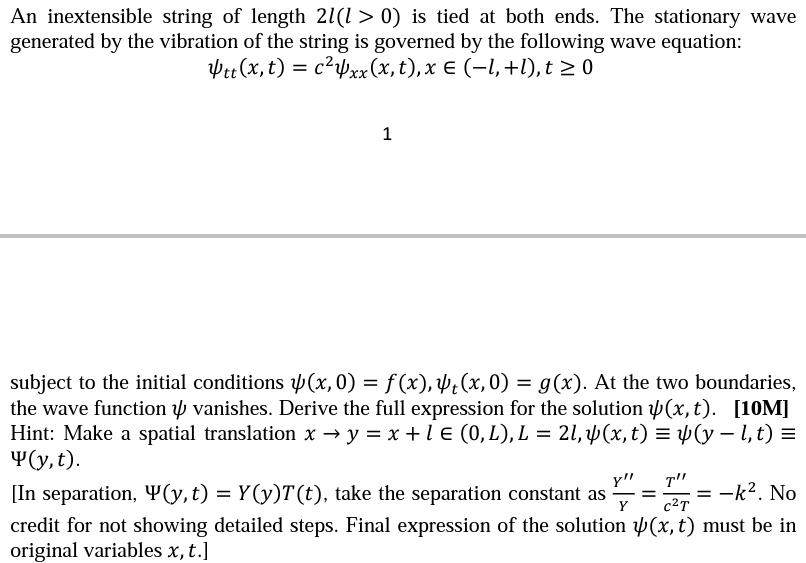 Solved An inextensible string of length 21(1 > 0) is tied at | Chegg.com