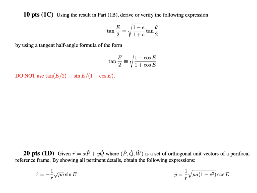 Problem 1 (50 pts): Kepler's equation is given by M = | Chegg.com