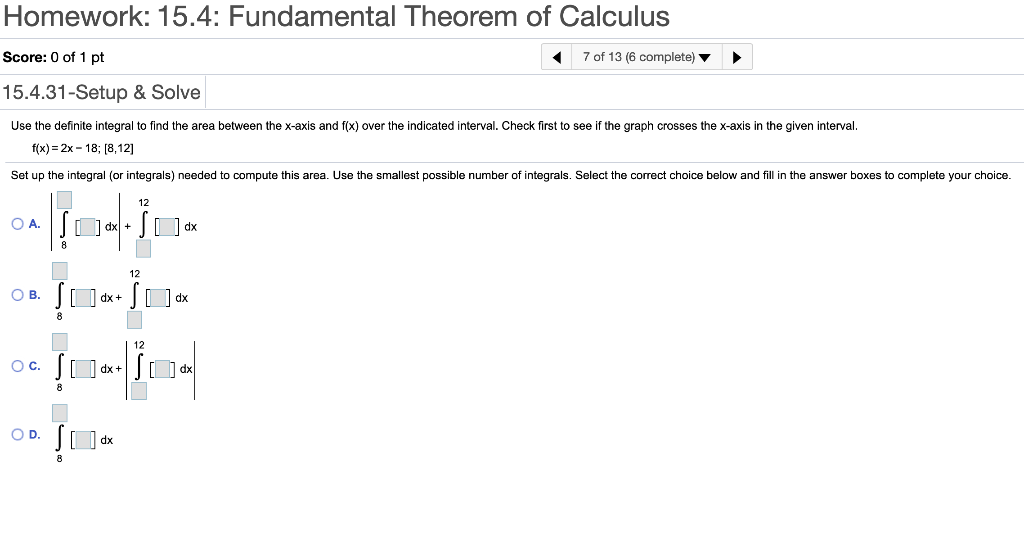 Solved Homework: 15.4: Fundamental Theorem of Calculus | Chegg.com