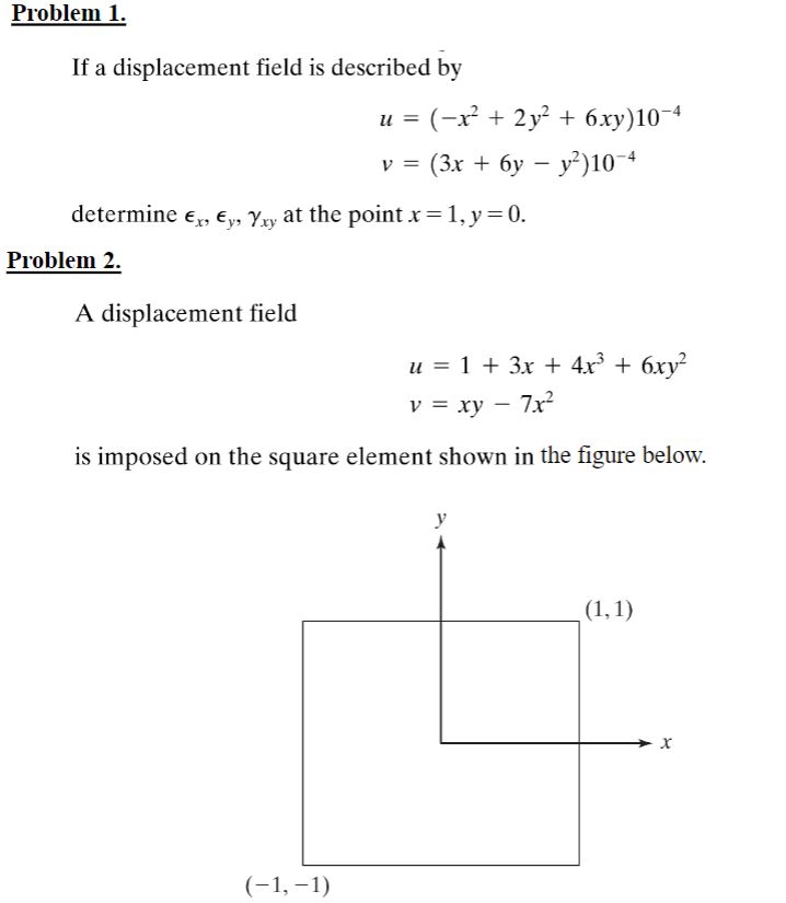 Solved If a displacement field is described by | Chegg.com