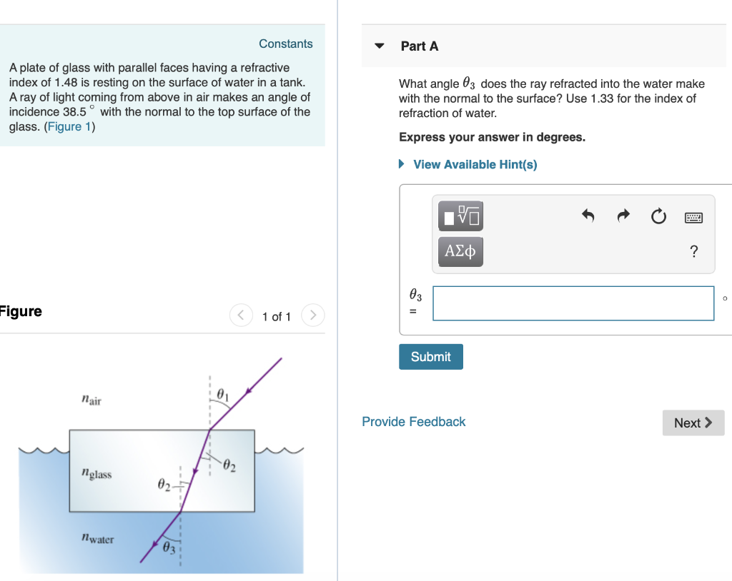 Solved Part A Constants A plate of glass with parallel faces | Chegg.com