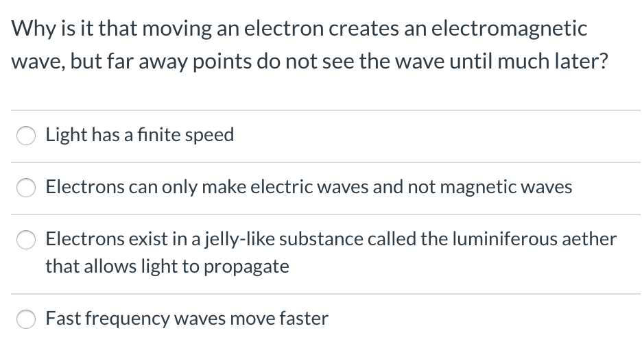 Solved Why is it that moving an electron creates an | Chegg.com