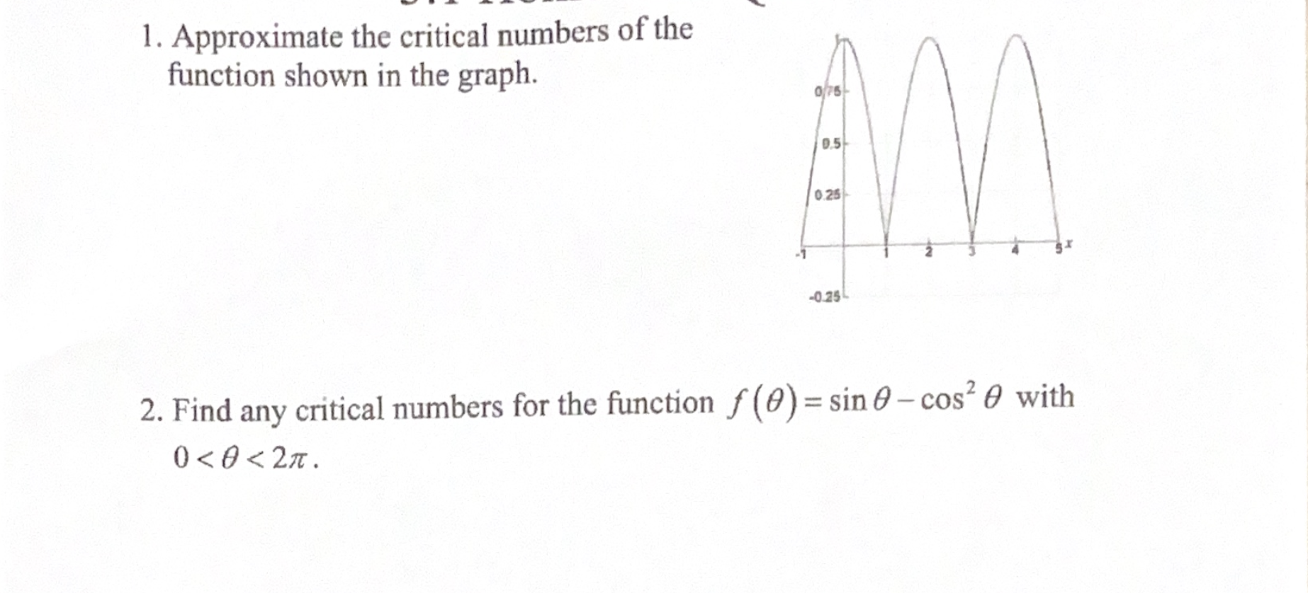 Solved 1. Approximate the critical numbers of the function | Chegg.com Solved 1. Approximate the critical numbers of the function | Chegg.com