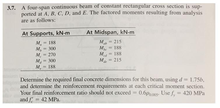 Solved 3.7. A four-span continuous beam of constant | Chegg.com