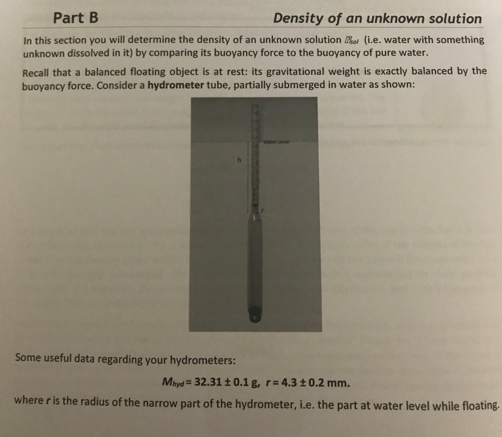Solved Part B Density of an unknown solution In this section | Chegg.com