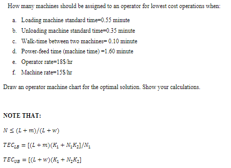 Solved How many machines should be assigned to an operator | Chegg.com