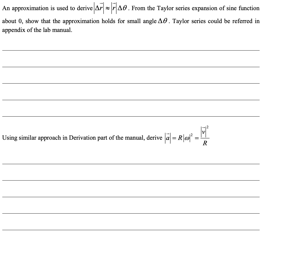 Solved An approximation is used to derive ∣Δr∣≈∣r∣Δθ. From | Chegg.com