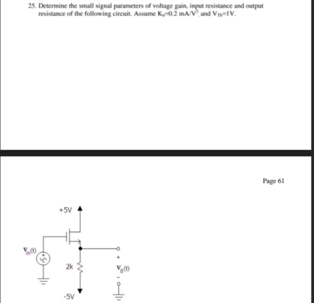 Solved Determine the small signal parameters of voltage | Chegg.com