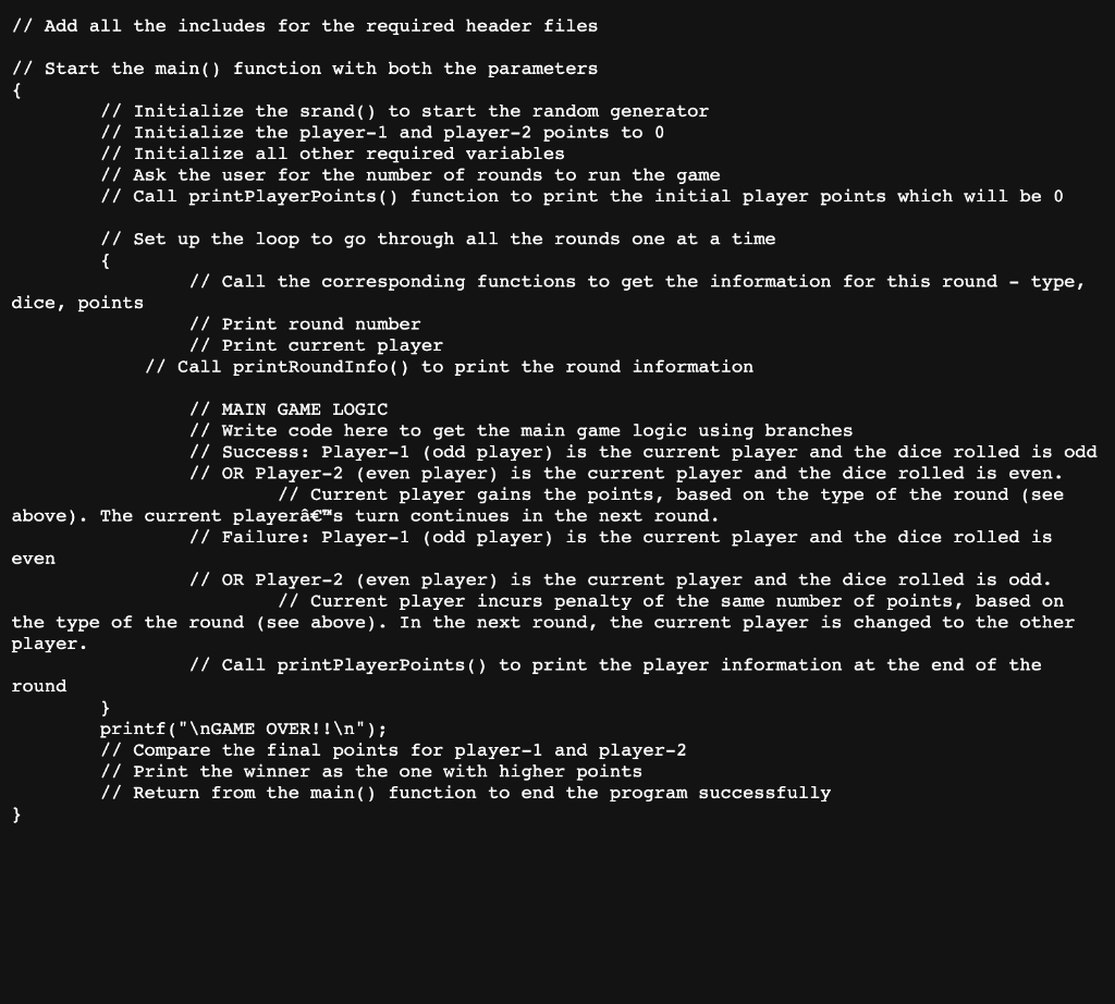Solved > In C Language create a 2-player game of dice. | Chegg.com