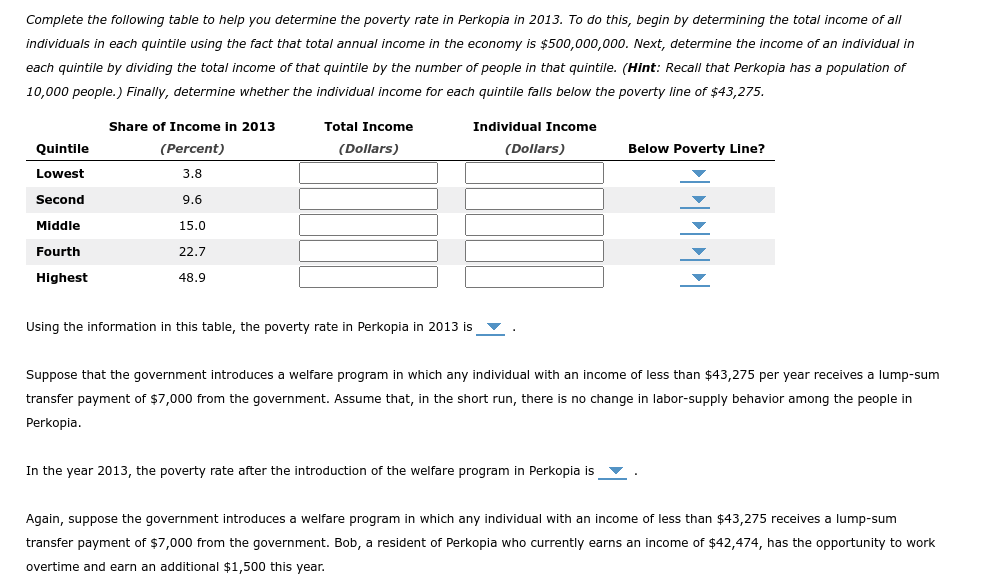 1. Income inequality and the poverty rate The | Chegg.com