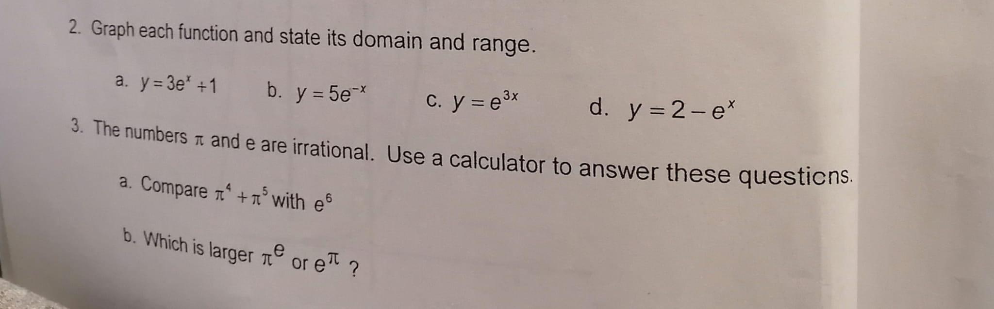 Solved 2. Graph each function and state its domain and | Chegg.com