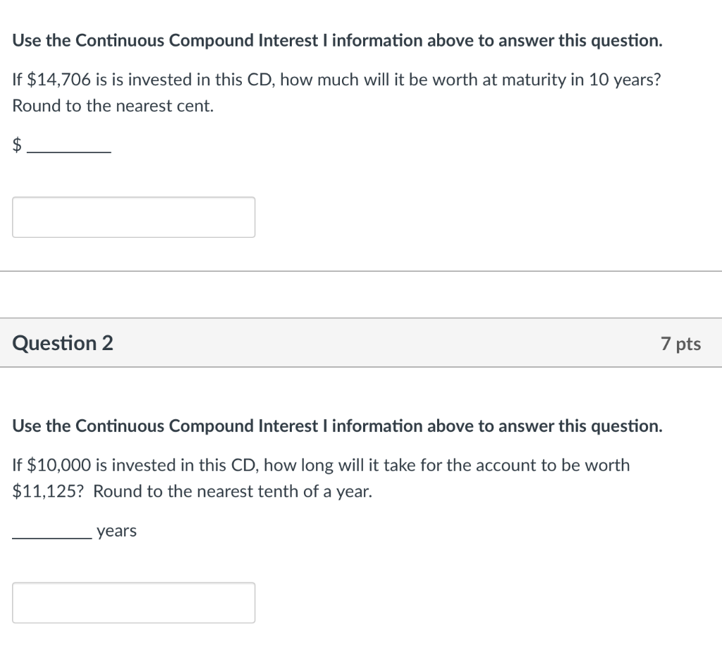 Solved Continuous Compound Interest I Jesaki Bank offers a | Chegg.com