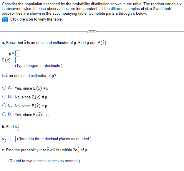 Solved Consider the population described by the probability | Chegg.com