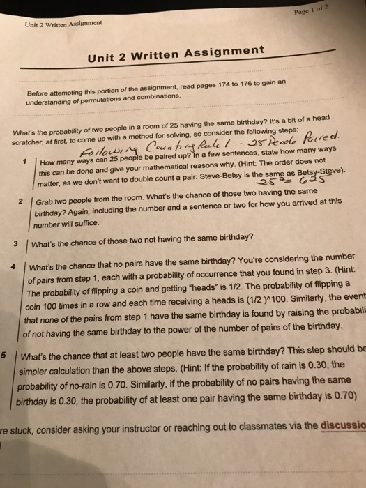 Solved Unit 2 Written Assignment Page 1 of 2 Unit 2 Written | Chegg.com
