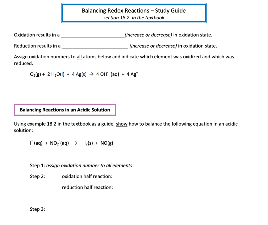 Solved Oxidation results in a (increase or decrease) in | Chegg.com