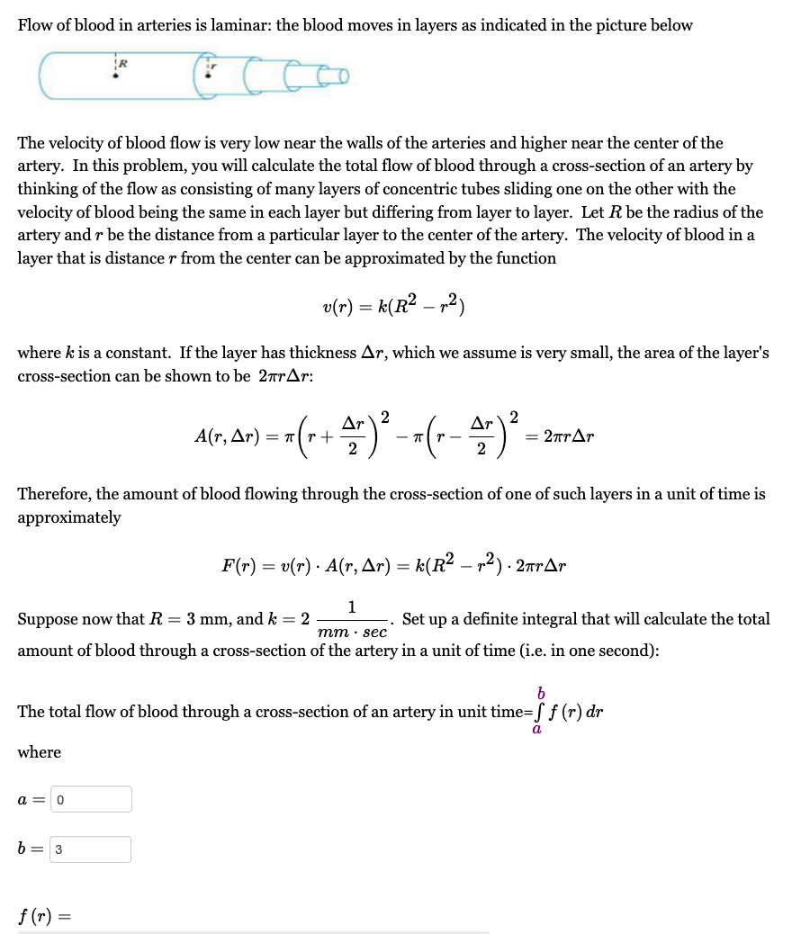Solved Flow of blood in arteries is laminar: the blood moves | Chegg.com