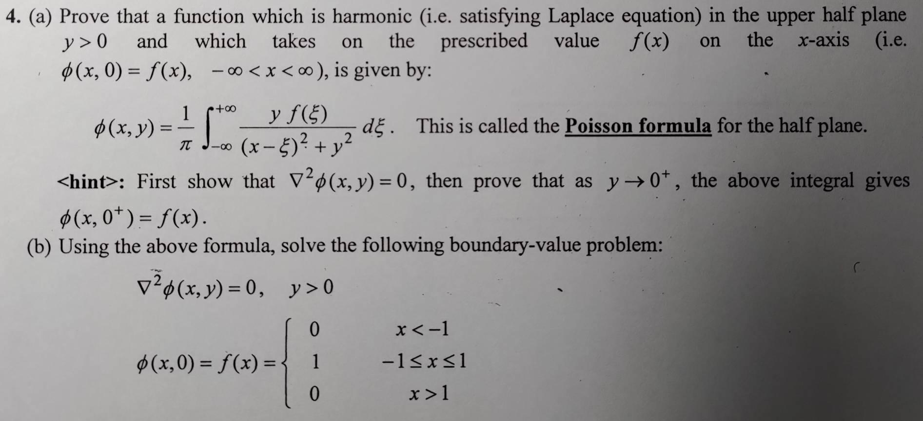 Solved 4. (a) Prove that a function which is harmonic (i.e. | Chegg.com