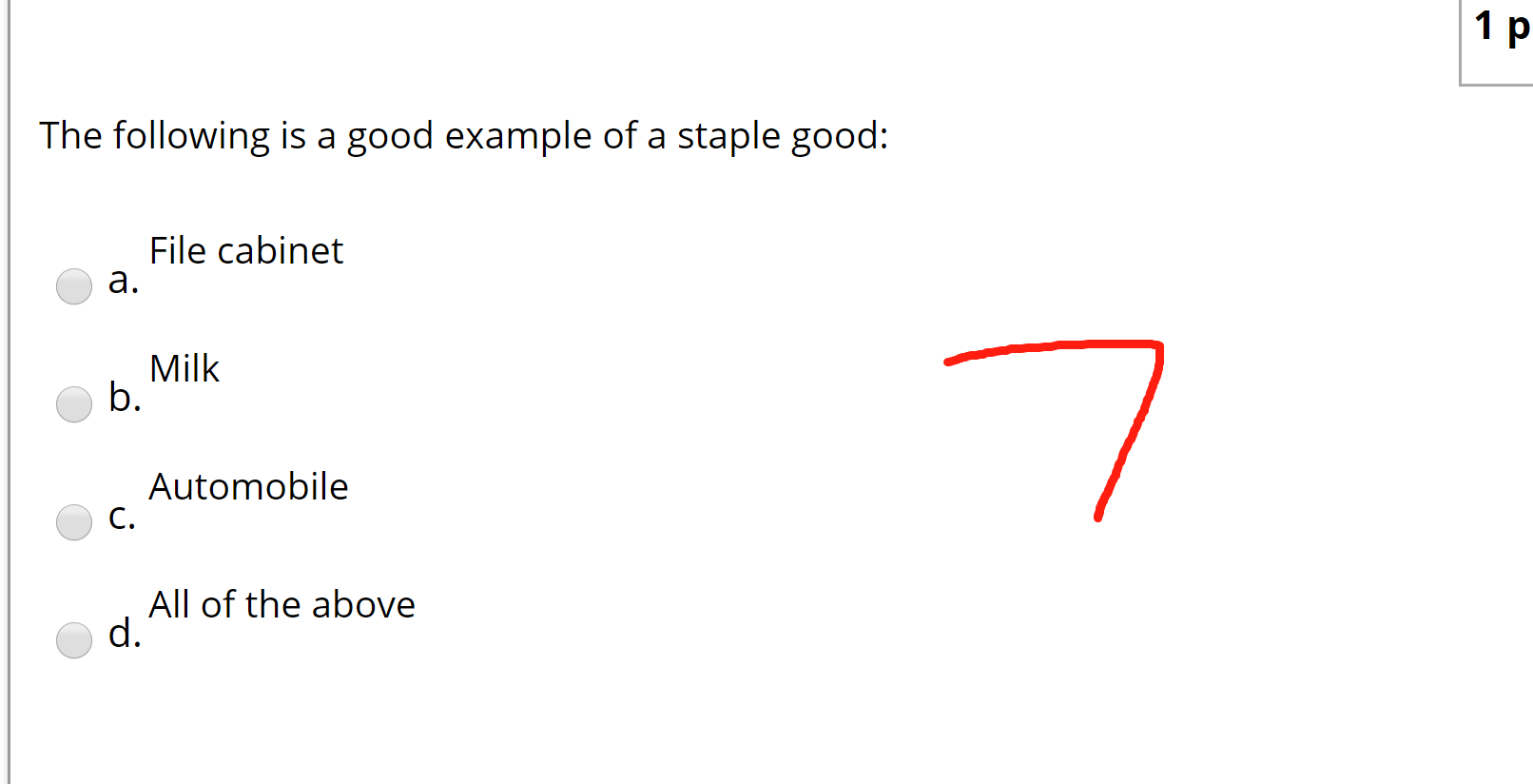 Solved The following is a good example of a staple good: | Chegg.com