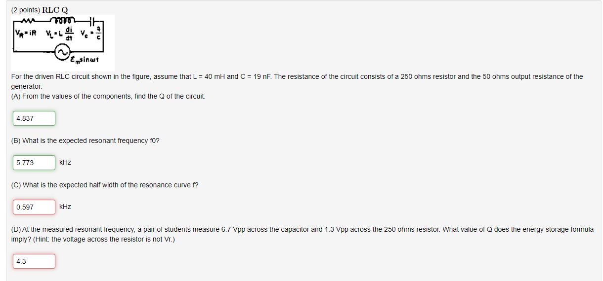 Solved For the driven RLC circuit shown in the figure, | Chegg.com