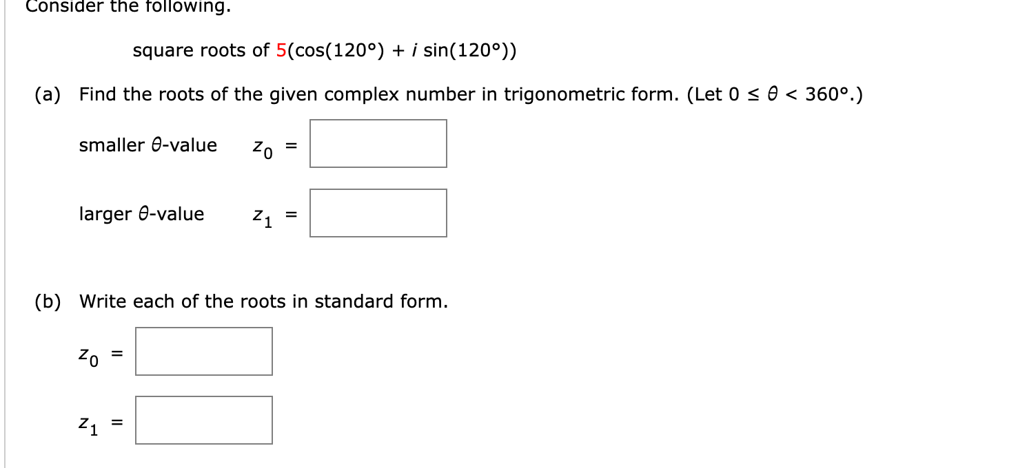 Solved Consider the following. square roots of | Chegg.com
