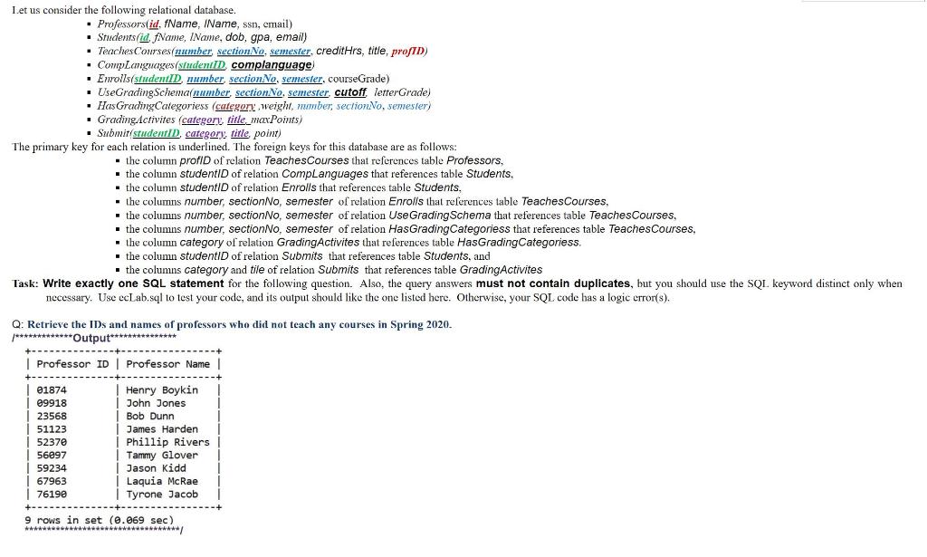 Solved I.et us consider the following relational database. - | Chegg.com