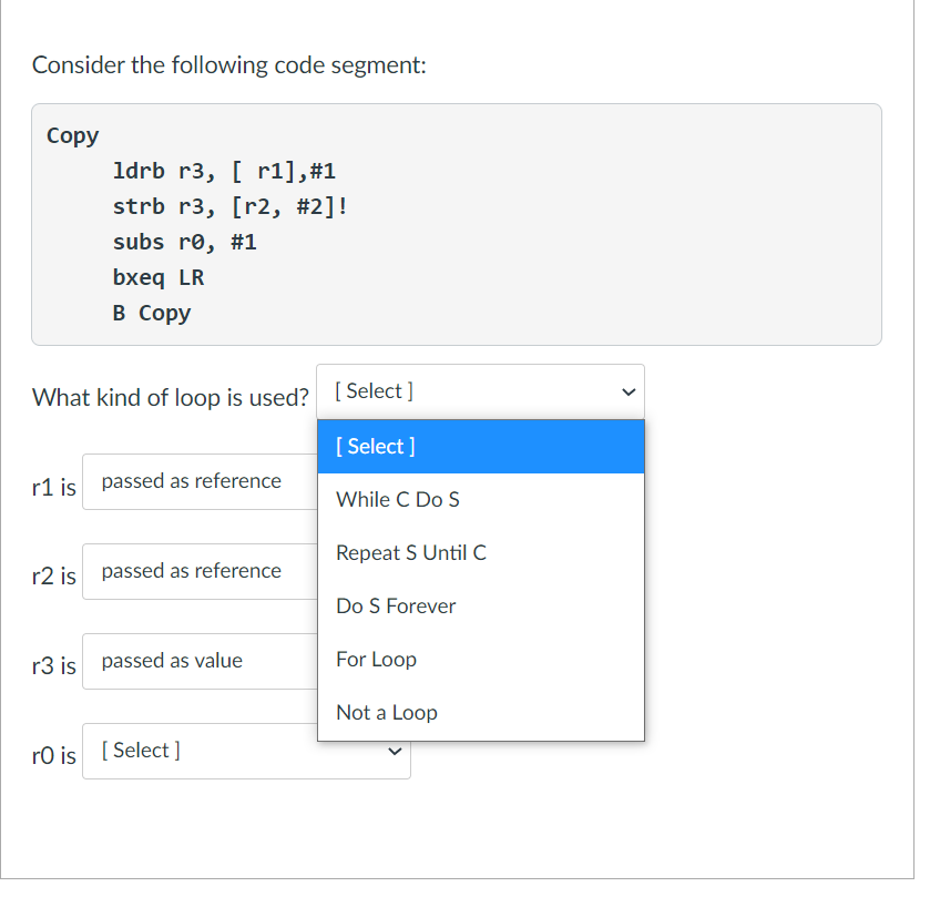 Solved Consider the following code segment: Copy idrb r3, [ | Chegg.com
