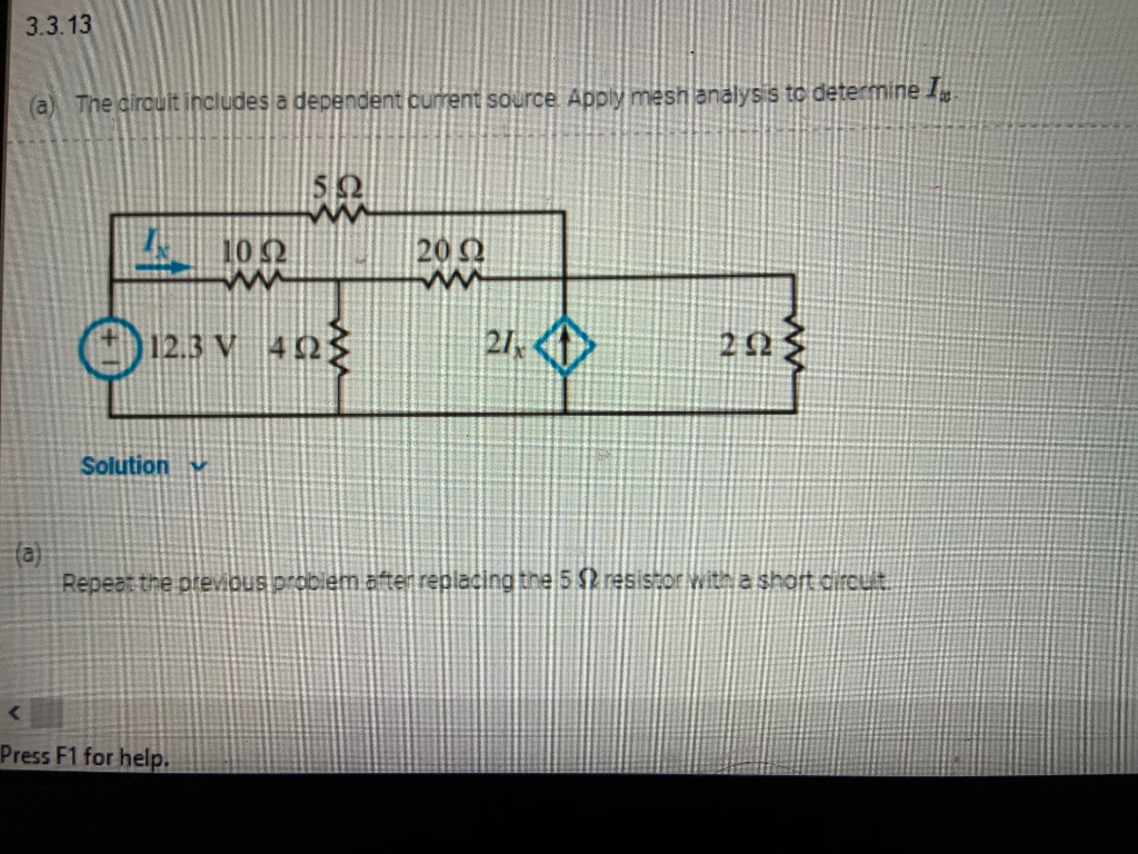 Solved Mesh Analysis. ONLY DO THE SECOND PART. Please solve | Chegg.com