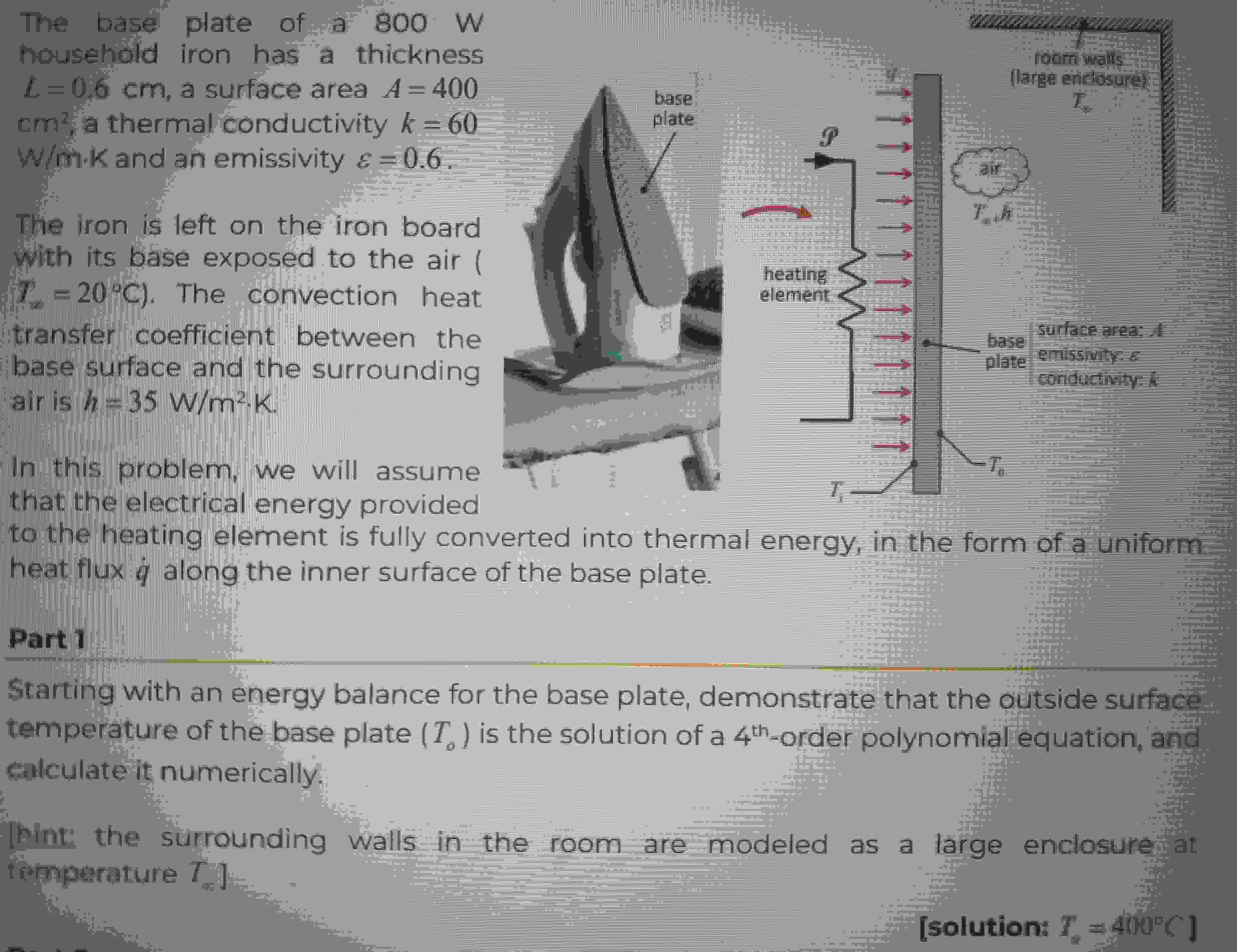 Solved The base plate of 800Whousehold iron has a | Chegg.com