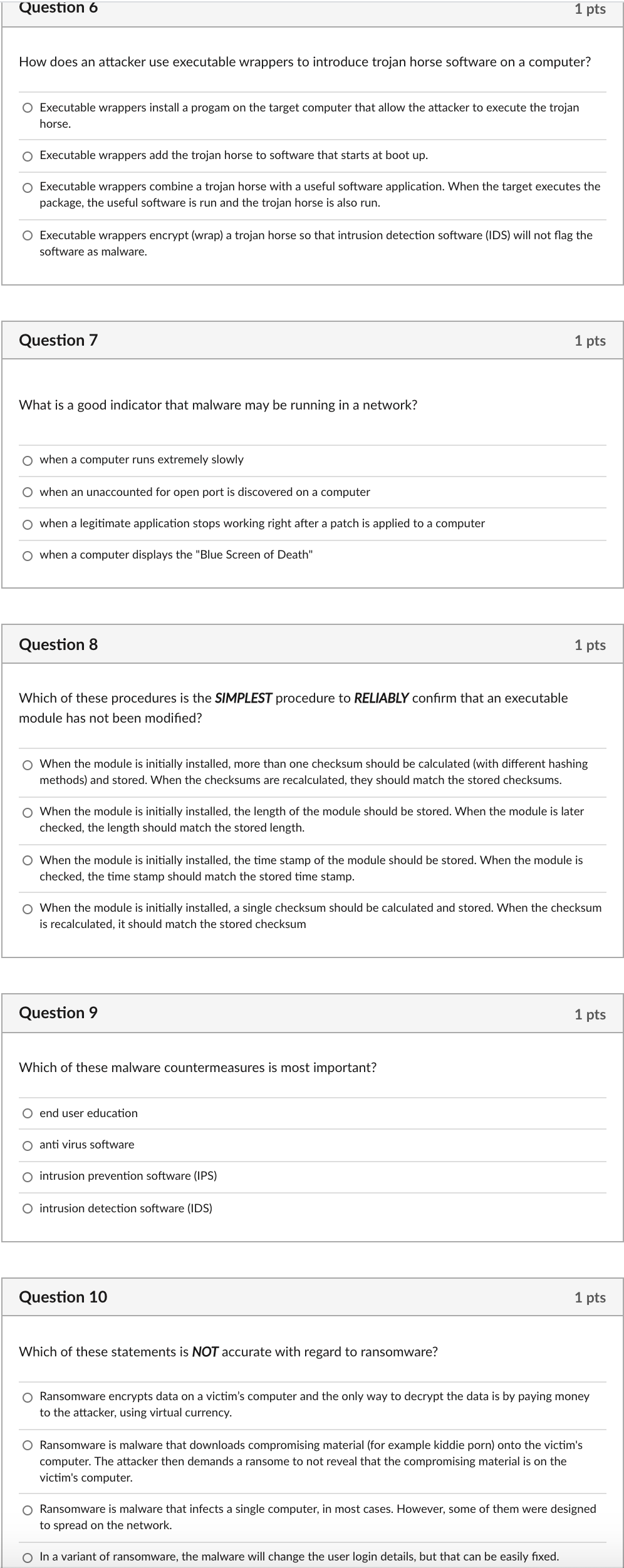 Solved Question 6 1 pts How does an attacker use executable | Chegg.com
