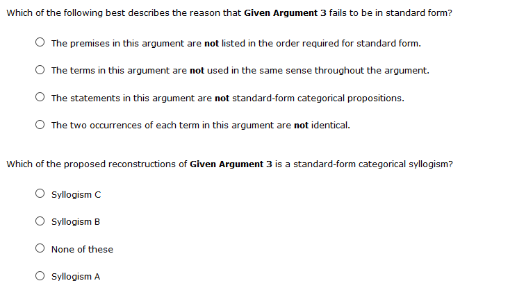 Solved 2. Standard-Form Categorical Syllogisms In order to | Chegg.com