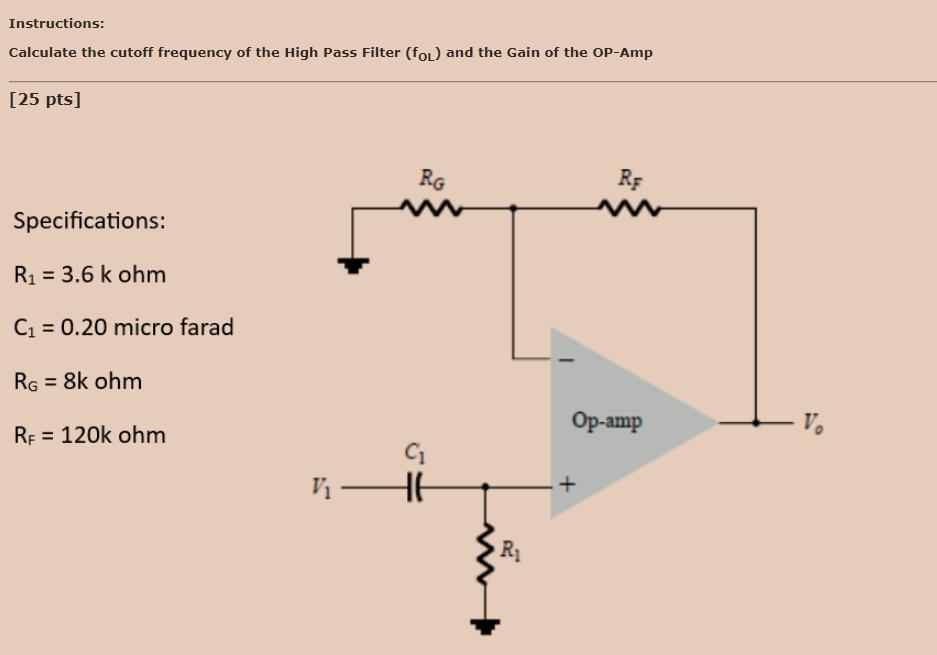 Solved Instructions: Calculate the cutoff frequency of the | Chegg.com