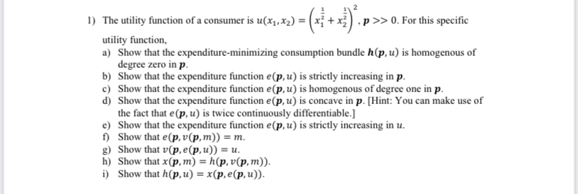 Solved The utility function of a consumer is | Chegg.com