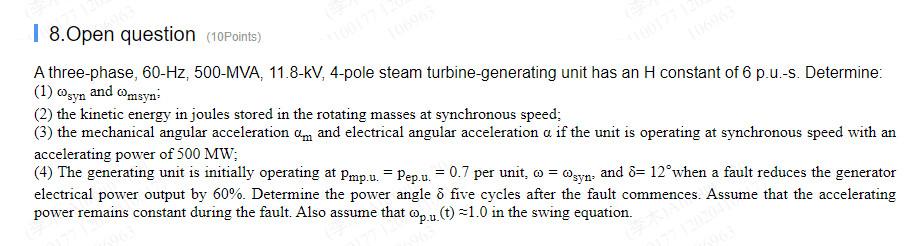 Solved A three-phase, 60-Hz, 500-MVA, 11.8-kV, 4-pole steam | Chegg.com