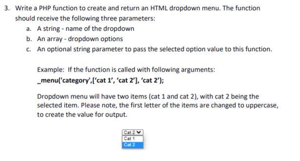 Solved 3 Write A Php Function To Create And Return An Html 7085