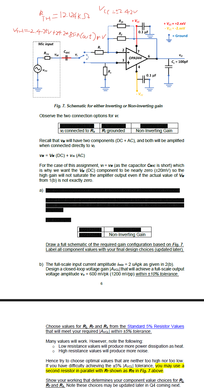 Solved a)Draw a full schematic of the required gain | Chegg.com