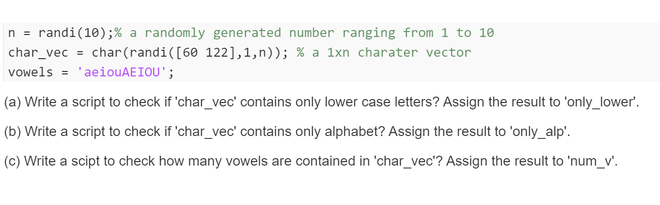 Solved n = randi(10);% a randomly generated number ranging | Chegg.com