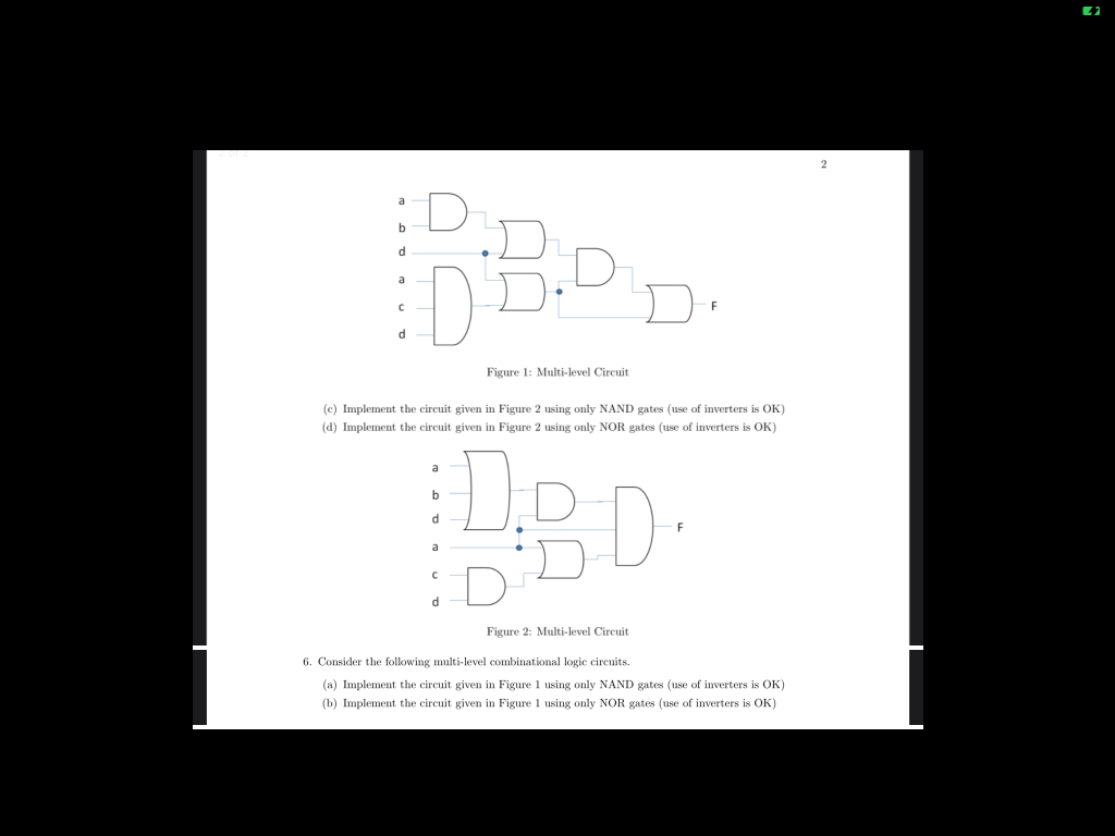 Solved DO Figure 1: Multi-level Circuit (c) Implement the | Chegg.com