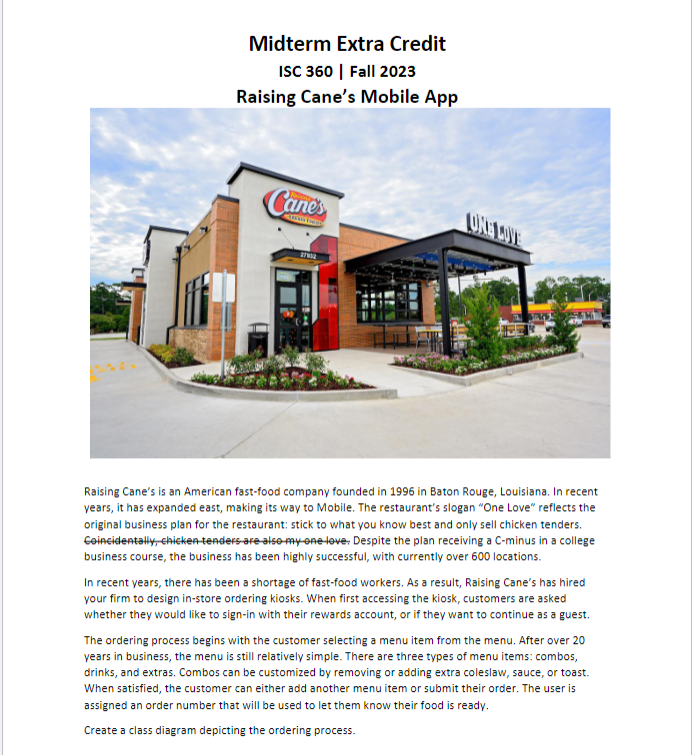 Solved Raising Cane's is an American fast-food company | Chegg.com